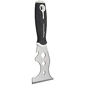 Amazon Basics 14-IN-1 Soft Grip Painters Tool with Hammer End and 2 Driver Bits, 3", one pack, Black