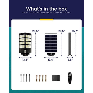 Lovus 3000W LED Solar Street Light Outdoor, 300000LM Commercial Solar Flood Security Light Dusk to Dawn with Motion Sensor, 6000K Solar Parking Lot Lights for Wall, Pole, ST1000-086