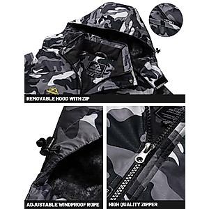 TACVASEN Mens Tactical Jacket Water Resistant Winter Ski Jacket Green Camo Military Jacket Thick Warm Jacket Camo Parka Rain Coat Snow Coat