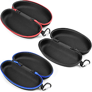Yogo Vision Sunglasses Case 3 Pack Hard Shell with Clip Portable Travel Zipper Eyeglasses Frame Glasses Case for Men and Women