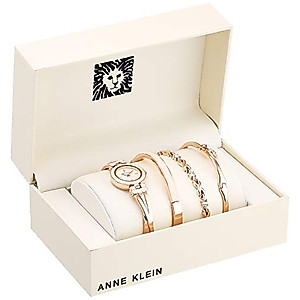 Anne Klein Women's Bangle Watch and Premium Crystal Accented Bracelet Set