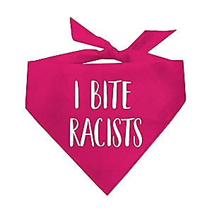 I Bite Racists Dog Bandana (259 Hot Pink, One Size)