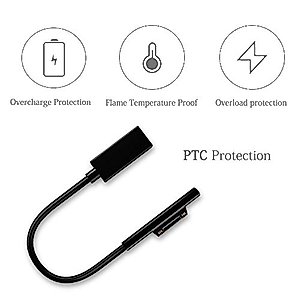 Microsoft Surface Connect to USB-C PD 15V Charging Cable Compatible for Microsoft Surface Pro Series, Surface Book Series, Surface Laptop Series, Surface Go (Female USBC)