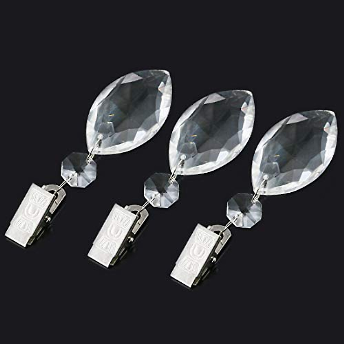 Swpeet 10Pcs Lute Tablecloth Weights with 10Pcs Metal Clip Kit, Crystal Glass Teardrop Prisms Pendant Tablecloth Weights for Picnic Tables Tablecloth Weights Heavy Outdoor