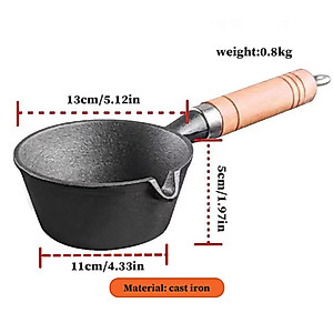 Cast Iron Pot|Butter Melting Pot, Non-Stick Cast Iron Sauce Pot with Wood Handle, Small Cast Iron Melting Pot, Hanging Butter Warmer for Oil Milk Candy Chocolate Style1