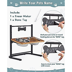 Realyoo Dog Elevated Bowls with Slow Feeder, 11 Heights 15° Tilted Stainless Steel Raised Dog Bowls Stand, Metal Food and Water Bowl for Large Medium Small Dogs and Cats