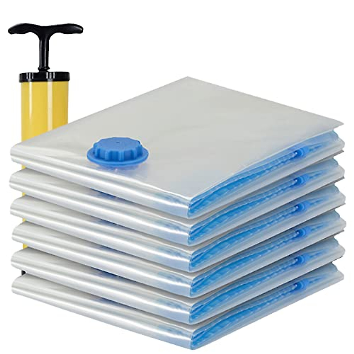 YIFEY Vacuum Storage Bags,6 Pack Jumbo Space Saver Bags,Vacuum Sealer Bags with Travel Hand Pump,Compression Bags for Store Clothes,Pillows,Quilts,Travel