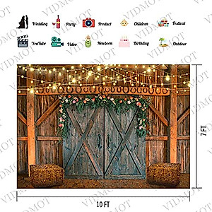 VIDMOT Rustic Barn Backdrop for Photography Wooden Barn Door Background 10x7ft Retro Cowboy Style Farm Theme Party Backdrop Party Cake Table Decor Backdrops Photo Studio Photography Props BJLSVV948