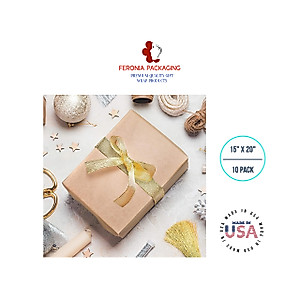 Gift Wrap Tissue Paper 10 Sheets, Premium Gift Wrap and Art Supplies for Birthdays, Holidays, or Presents by Feronia packaging, Large 15 Inch x 20 Inch Made in USA (Solid Kraft)
