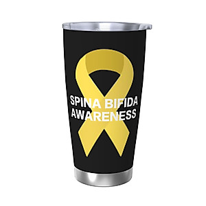 LXWGH Spina Bifida Awareness Tumbler 20oz Stainless Steel Tumbler With Straw & Lid Insulated Water Cups Coffee Mug For Outdoor Travel Festivals Gift