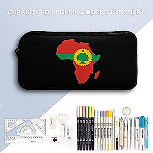 Oromo Flag on Africa Map Teen Adult Pencil Case Large Capacity Pen Pencil Bag Durable Storage Pouch