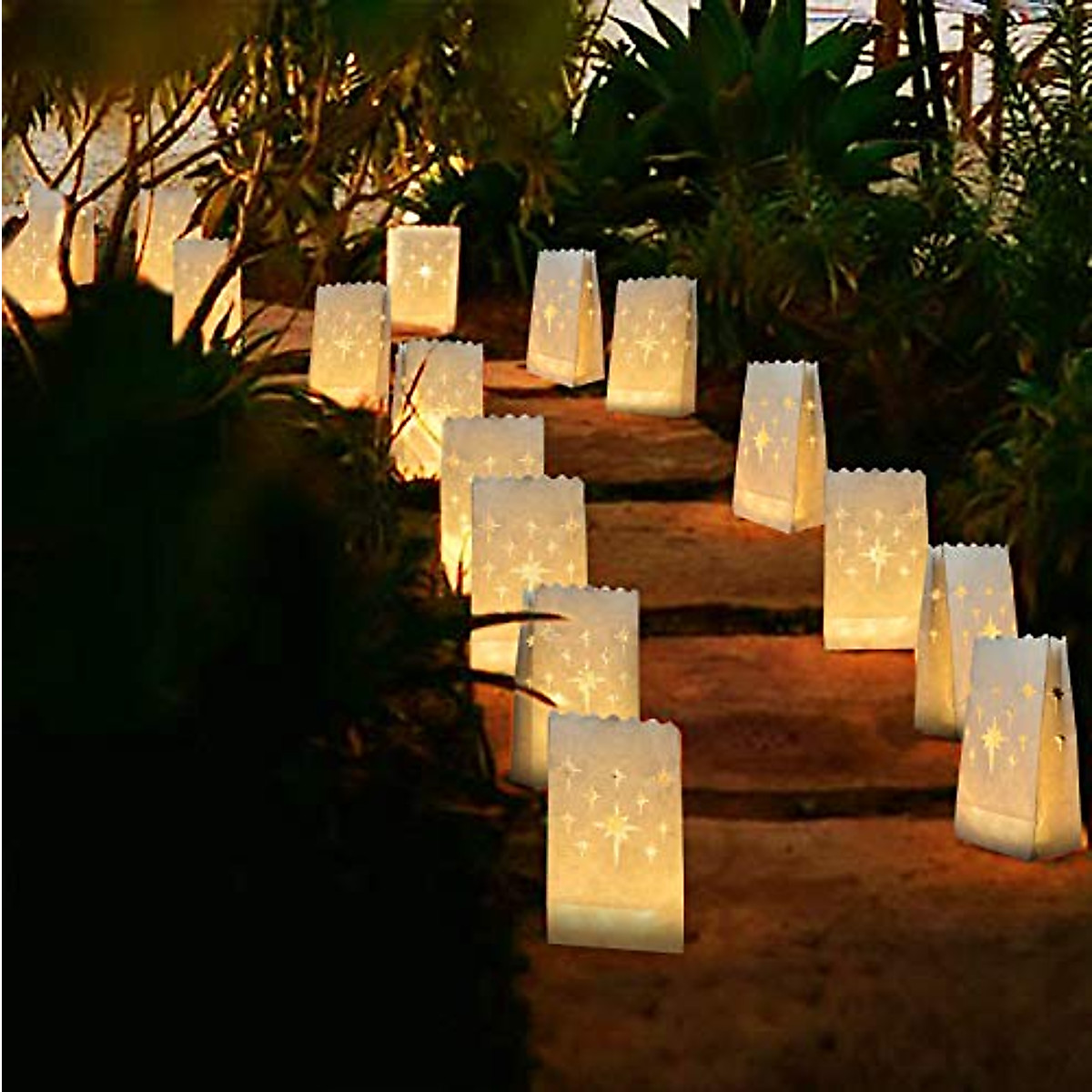 Homemory Value Set - 50 Luminary Bags & 48 Battery Tea Lights, Ideal for Christmas Decor