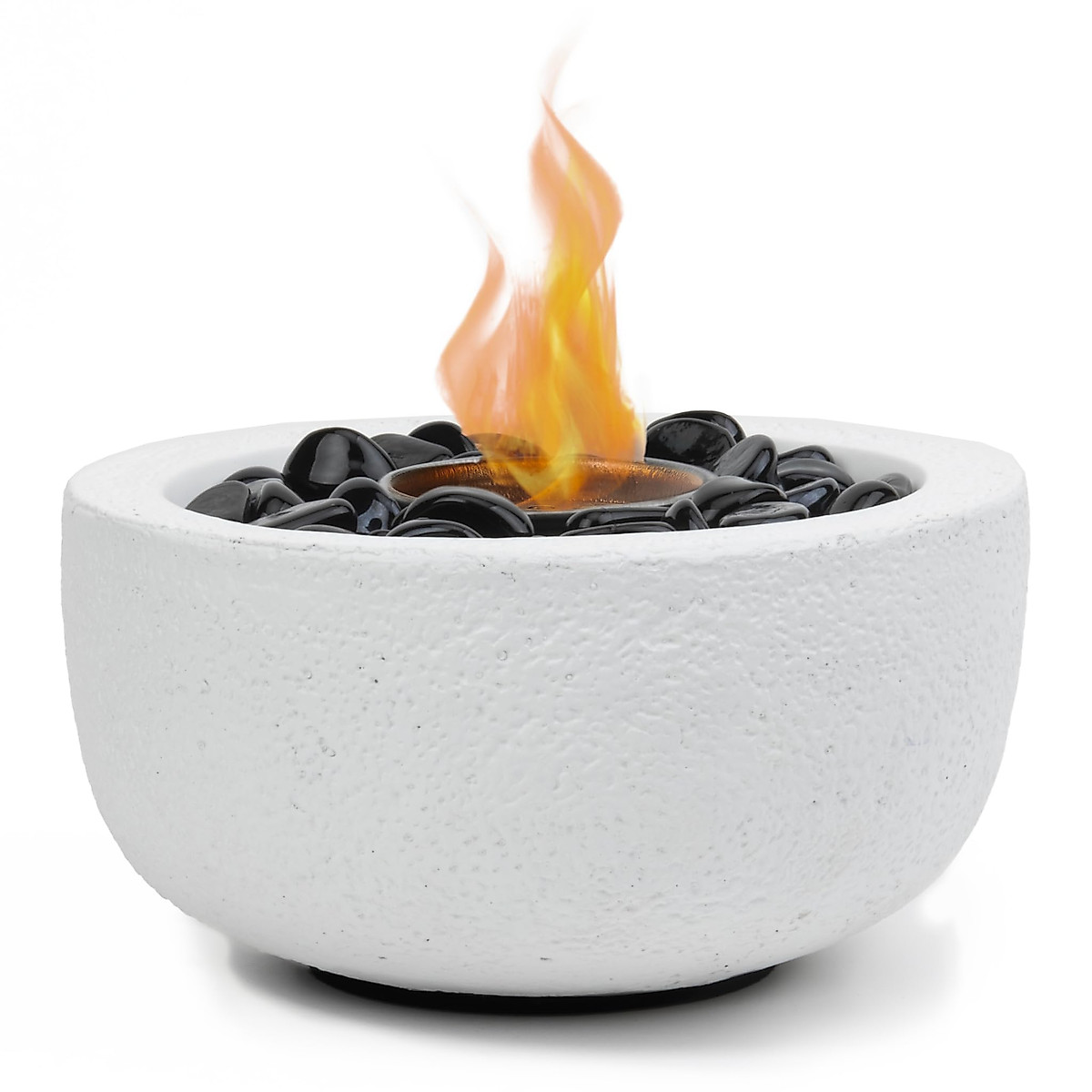 Table Top Firepit, Indoor Outdoor Fire Pit Tabletop & Mini Fireplace - Elegant Fire Bowl for Table, Fire Pit Tabletop Coziness White Pit