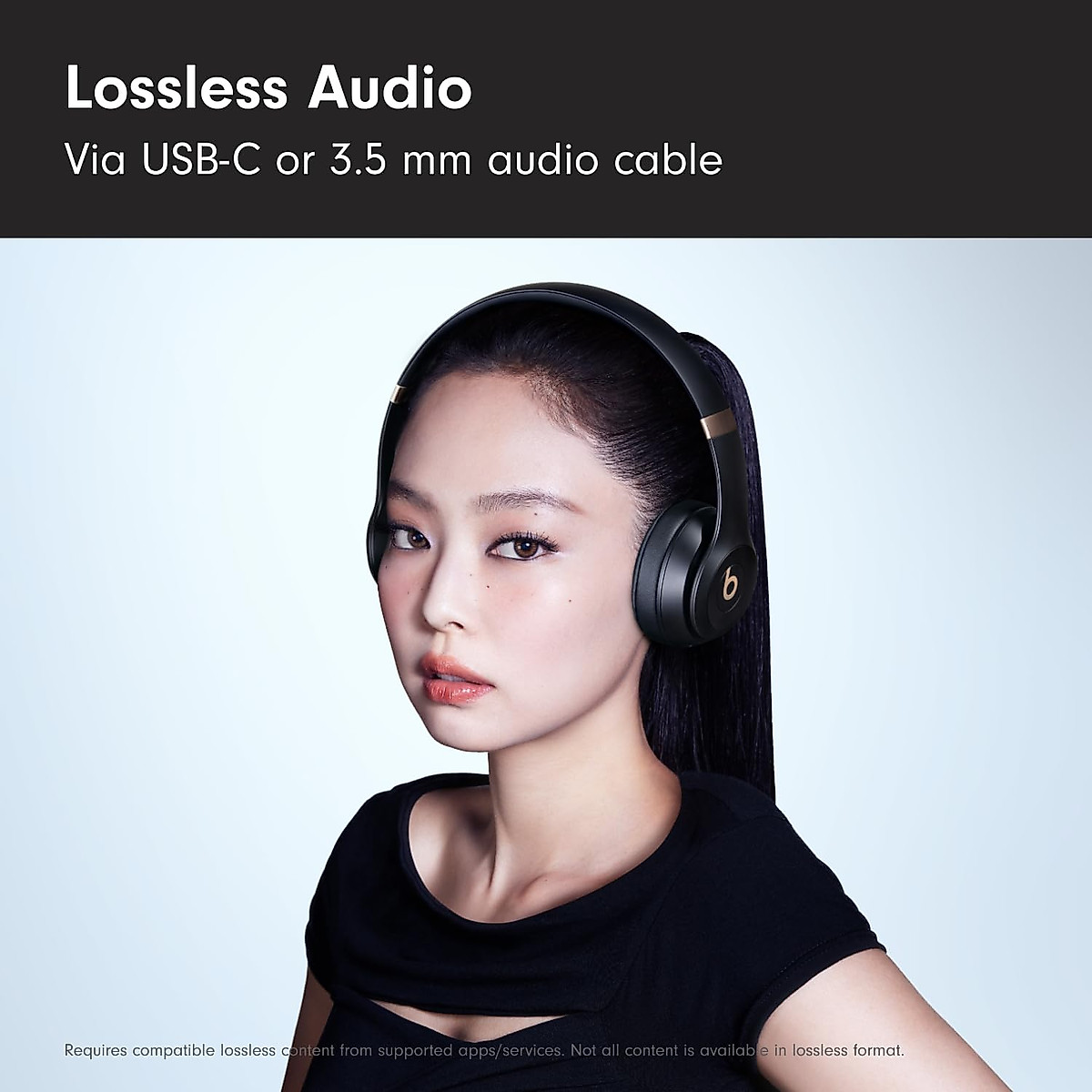 Beats Solo 4 - Wireless Bluetooth On-Ear Headphones, Apple & Android Compatible, Up to 50 Hours of Battery Life - Black & Gold (Renewed) (Renewed)