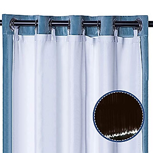 Rose Home Fashion Thermal Insulated Blackout Curtain Liner Panel-Ring Included- Curtain Liner 100% Darkening,Blackout Liner for 63 Inch Curtains (White, 27x59 2pieces)