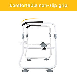 Toilet Safety Frame & Rails, Stability Bathroom Handrails Assist Grab Bar Handles & Railings for Elderly, Senior, Handicap & Disabled, Height & Width Adjustable, 300lbs Weight Capacity