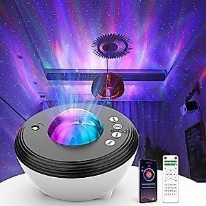 Galaxy Projector for Bedroom,Northern Lights Aurora Projector,Music Speaker Star Light Projector,8 White Noise Night Light Projector Works with Phone App for Kids Adults Room Decor Ceiling Party