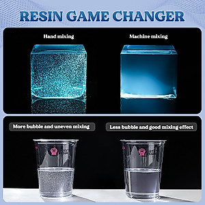 LET'S RESIN Auto Resin Mixer, Hands-Free Easy Clean Epoxy Mixer, Electric Stirrer for 24Fl.oz Mixing, Resin Supplies for Resin Casting, Molds, Soap Making(10pcs 32oz Mixing Cups) Blue