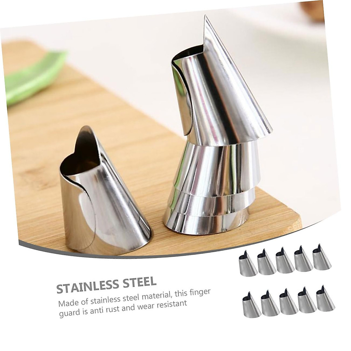 SEWOART 10pcs Finger Guard Kitchen Thumb Guards Tool Cut Resistant Finger Cots Cutting Protector Slicer Food Safety Holder Protector Dicing Machine Stainless Steel Potato