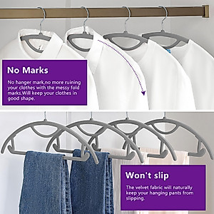 MIZGI Premium Velvet Hangers 50-Pack,No Shoulder Bump Hangers W/Tie Bar Ultra Thin Space Saving Non Slip Hangers Heavy Duty Felt Rounded Clothes Hangers for Sweaters,Coat,Jackets,Pants,Shirts