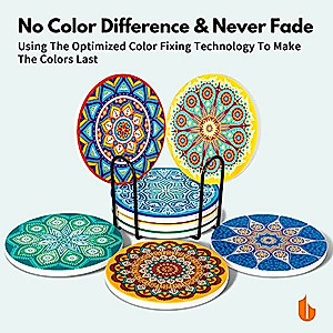 Urbanstrive Ceramic Coaster for Drinks Absorbent Coasters with Cork Base Stone Coasters Set for Wooden Table, Great Home and Dining Room Decor, Housewarming Gift, One Pack, 03