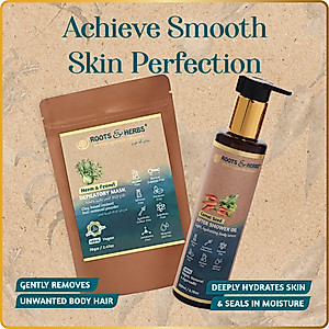 Neem & Fennel Hair Removal Mask - Bikini Hair Removal for Women’s & Men’s Legs, Underarm, & Chest,- Depilatory Powder Body Hair Remover with Ayurvedic Herbs for All Skin Types - Roots & Herbs, 2.47oz