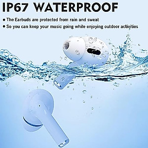 Wireless Earbuds, Bluetooth 5.2 Headphones Mini Wireless in Ear with ENC Noise Cancelling Mic, 30H with HiFi Stereo IP7 Waterproof Earphones Air Buds Pro Touch Control Smart Pop-up Auto Pairing