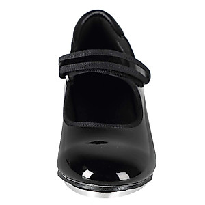 Linodes Patent Easy Strap Tap Shoe for Girls and Boys (Toddler/Little Kid/Big Kid)-Black-10M-Little Kid