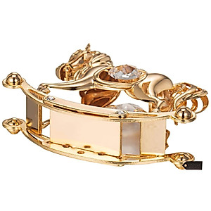 Matashi 24K Gold Plated Crystal Studded Rocking Horse Ornament Home Office Desk Decor Tabletop Decorative Showpeice Gift for Christmas Valentine's Day Mother's Day Birthday Gift for Mom Dad Girlfriend