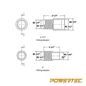 POWERTEC 70175 Dust Collection Hose with Fittings Plus Two Reducers , Black