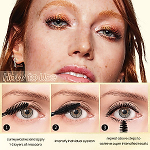 Tubing Mascara Waterproof & Smudge-Proof - 2-1 Long-Lasting Mascara Black Volumizing and Lengthening for Eye Makeup, No Clumping, Curling Eyelashes, Vegan & Cruelty Free, Black, 1 Count