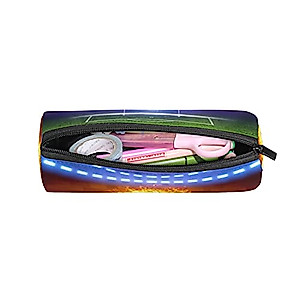 Soccer Burning Ball Pencil Case Pen Bag Holder Pouch, Sport Football Pencil Bag with Zipper Stationery Organizer Bag Cosmetic Makeup Bag Purse for Kids Girls Boys School Adults Office Supplies