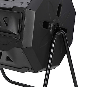 Saturnpower Large Composting Tumbler Dual Chamber Outdoor Garden Rotating Compost Bin Tumbling Composter with Sliding Door (43 Gallon, Black)