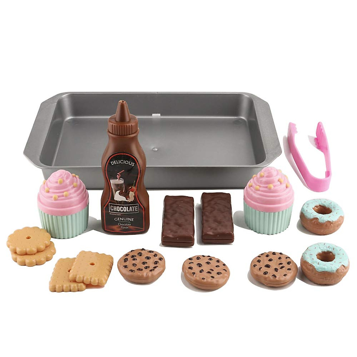 Elitoky Cookie Play Food Set, Play Food for Kids Kitchen - Toy Food Accessories - Toy Foods with Play Baking Cookies and Cupcakes Plastic Food for Pretend Play, Kids Toddler Childrens Birthday Gifts