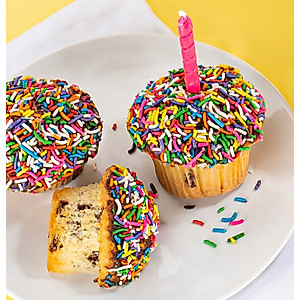 Happy Birthday Cupcakes Large Gift Basket Rainbow Sprinkle Chocolate Sprinkle | 7 INDIVIDUALLY WRAPPED Fresh Cupcakes | Party Food Gift