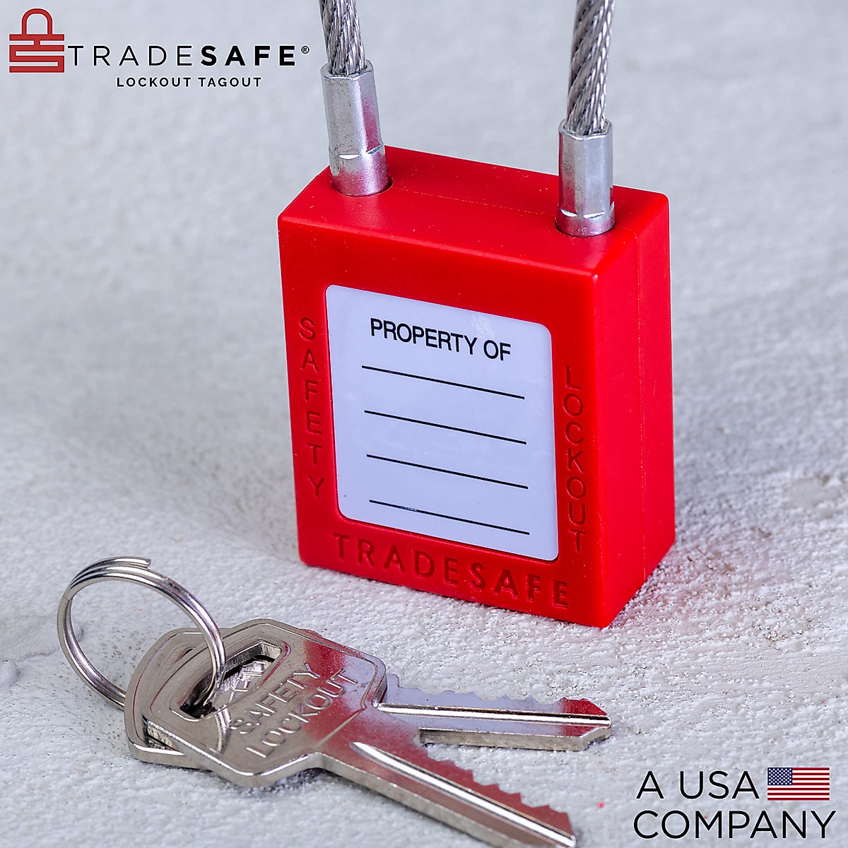 TRADESAFE Lockout Tagout Steel Cable Locks with Keys,10 Red Keyed Different Electrical Lockout Padlock Set, 2 Keys per Lock, OSHA Compliant, Premium Grade