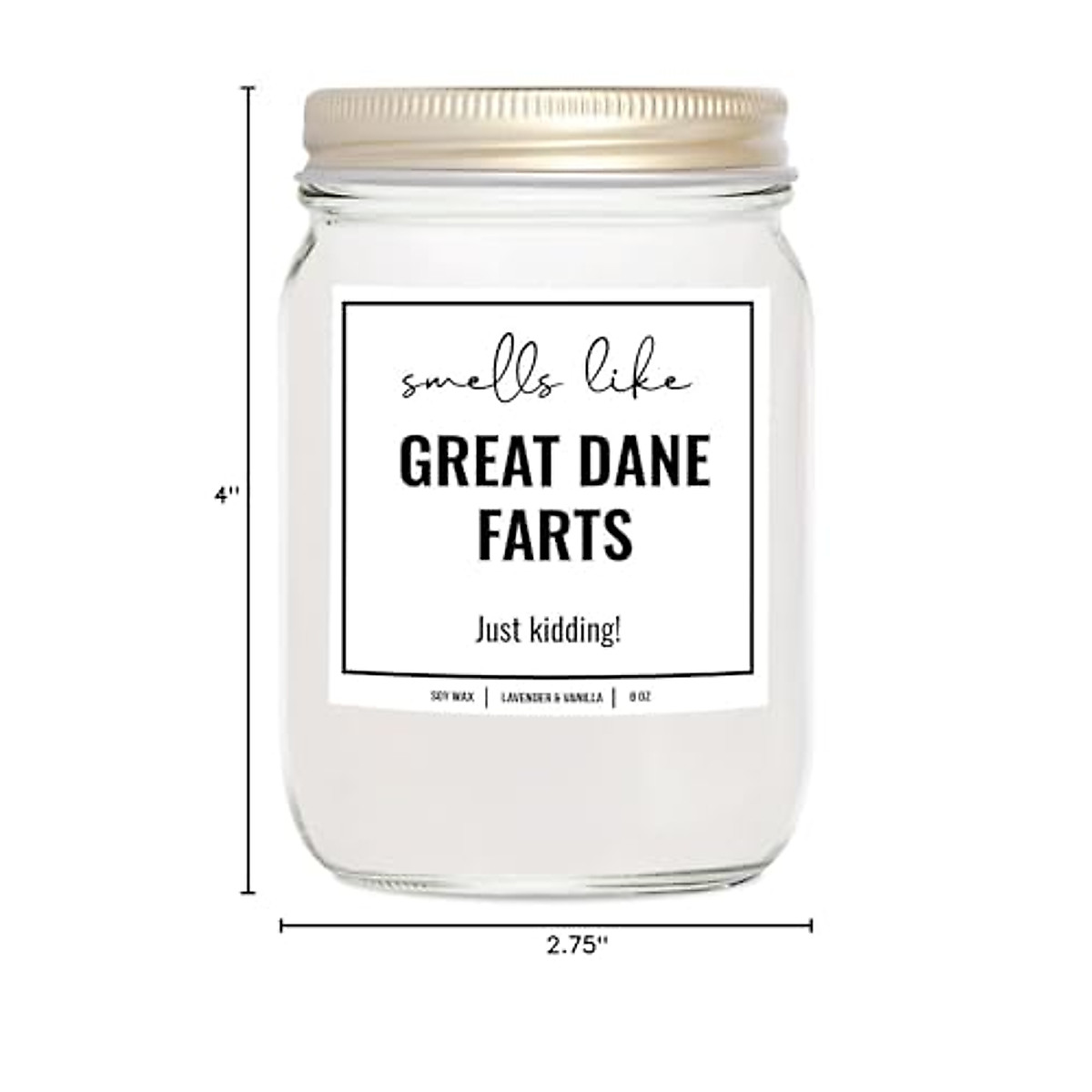 YouNique Designs Smells Like Great Dane Farts Candle 8 oz - Great Dane Gifts for Great Dane Lovers - Great Dane Gifts for Owners Dog Farts Candle - Funny Great Dane Mom Gifts (Lavender & Vanilla)
