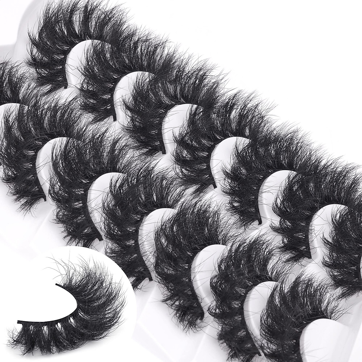 Mink Lashes Fluffy Eyelashes Mink Wispy Dramatic False Eyelashes Thick Volume 6D Effect Lashes C Curl 20MM Long Fake Eyelashes Pack by PHKERATA, 7 Pairs