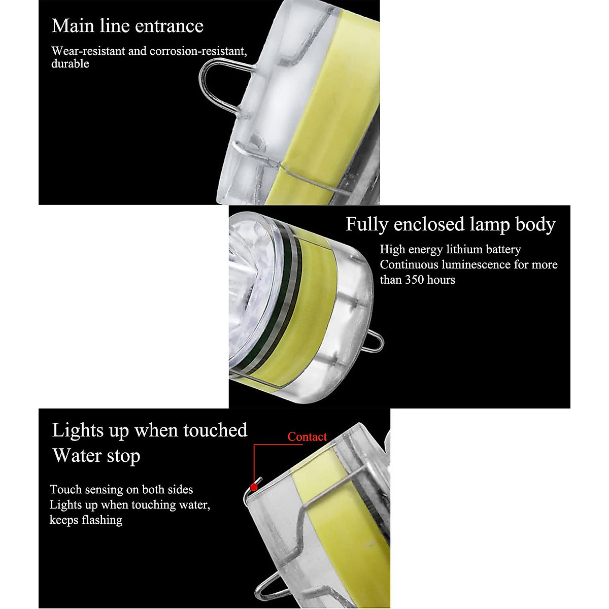 Edearkar LED Fishing Light Underwater 10-Pack Deep Drop Lights Waterproof Diamond Tubular Underwater Colorful Fishing Lure Light Attractants for Tuna Swordfish