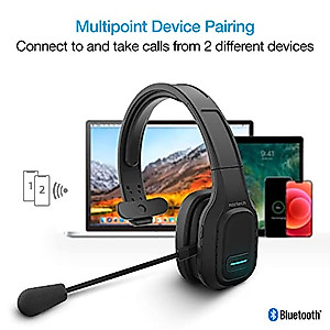 Naztech Wireless Bluetooth Headset with Microphone, NXT-700 Pro Noise Cancelling Home/Office Headset, 32Hr Talk Time, Hands Free for Laptops, Online Class, Call Center, Zoom/Google Meet & More [15504]