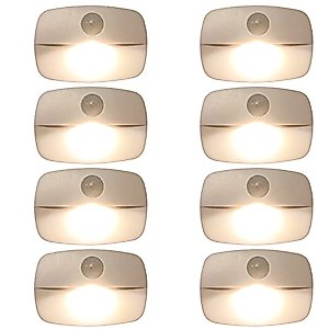 Wotermly 8 Pack Motion Sensor Light Indoor, Closet Light Without Wiring, Cordless Battery-Powered LED Night Light, Stick-Anywhere Wall Lights for Stairs, Hallway, Bathroom, Bedroom, Wardrobe