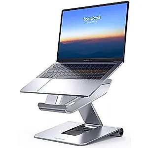 Lamicall Laptop Stand, Adjustable Notebook Riser - Foldable Portable Ergonomic Computer Desktop Laptop Holder for Desk, Compatible with MacBook Air Pro, Dell XPS, HP (10-17") - Silver