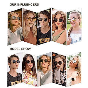 SOJOS Classic Square Sunglasses for Women Men with Spring Hinge Sunnies SJ1137, Bright Gold/Grey