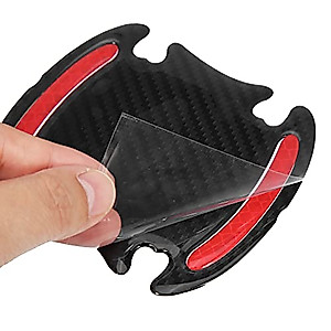 X AUTOHAUX 10 Pcs Car Door Handle Protector Carbon Fiber Reflective Sticker Door Handle Protective Film Decals Red