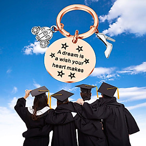 PLITI Goddaughter Gift A Dream Is A Wish Your Heart Makes Keychain Inspirational Ladies Girls Graduation Gifts For Her (Dream is ur Heart makes RG)