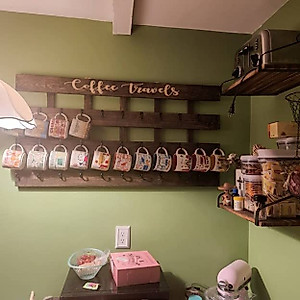 You Are Here Mug Rack - Been There Coffee Mug Rack - Xlarge Coffee Rack With Hooks - XL You Are Here Mug Collection Display (Black Engraving Paint Fill, Font 1)