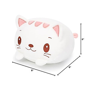 AIXINI 8 inch Cute White Cat Plush Stuffed Animal Cylindrical Body Pillow,Super Soft Cartoon Hugging Toy Gifts