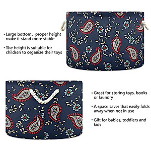 ALAZA Paisley Flowers Ethnic Pattern Storage Basket Gift Baskets Large Collapsible Laundry Hamper with Handle, 20x20x14 in
