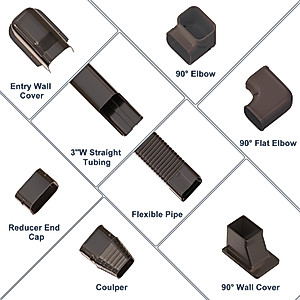 Flamorrow 3" 16Ft Brown AC Line Set Cover Kit, Decorative PVC Tubing Cover Kit for Ductless Mini Split Air Conditioner, Central AC and Heat Pump System