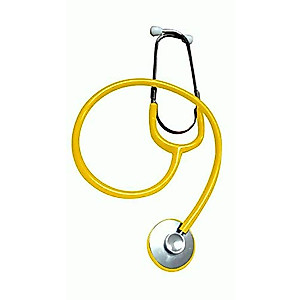 Disposable Stethoscope, with Metal Chestpiece and Binaurals, Single Patient Use, Yellow, 10 Pack